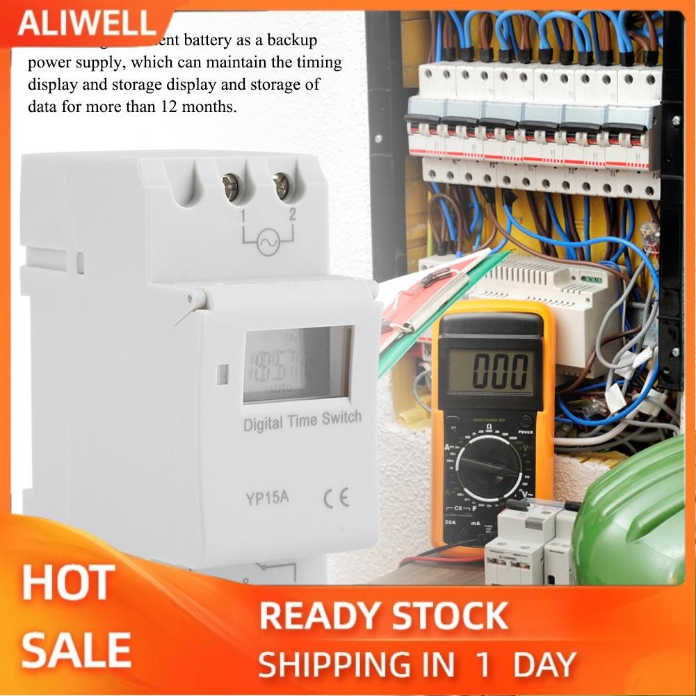 Aliwell 16A Digital LCD Power Switch Weekly Programmable Electronic ...