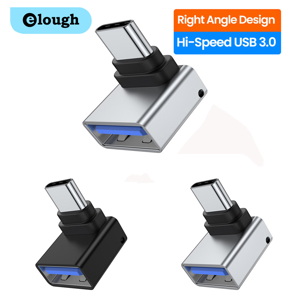 Elough 90 Degree Elbow Type C Male to USB3.0 Adapter Fast Charging Converter Adapter USB3.0 to ...