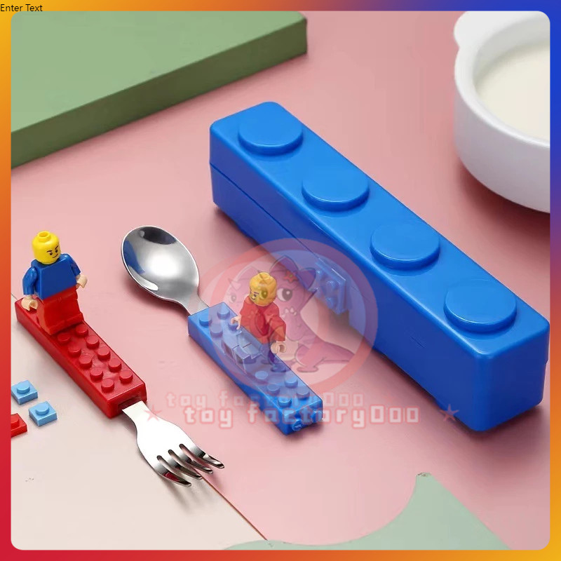 Toddler Spoon Fork Set, Building Blocks Flatware Portable Kitchen ...