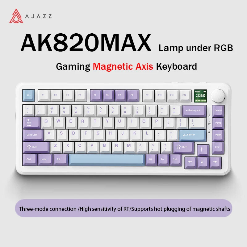 Ajazz AK820 MAX Magnetic Switch Mechanical Keyboard 8k Return Rate with Knob Display Wired and ...