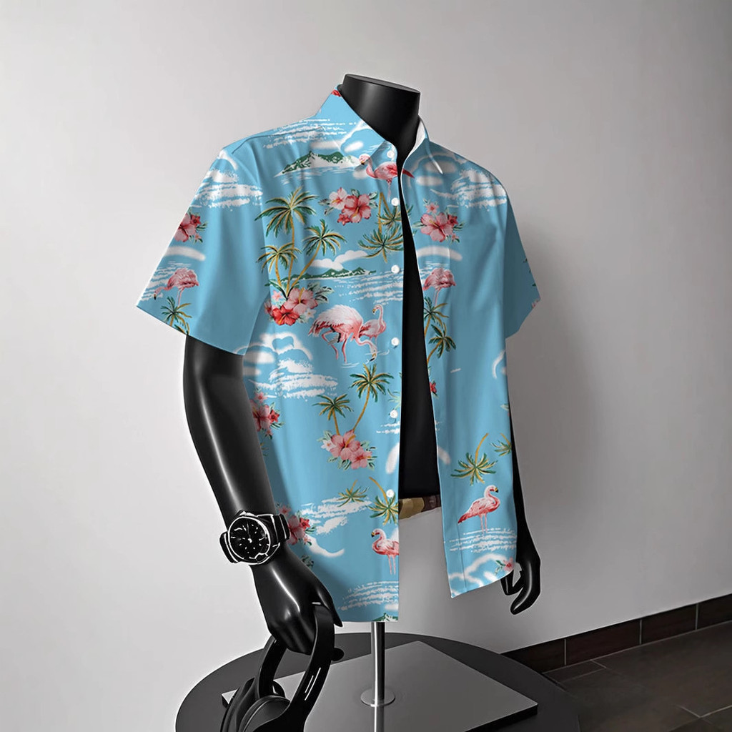 Thai Beach Clothes Men Plankton Handsome Summer Floral Shirt Hawaiian ...