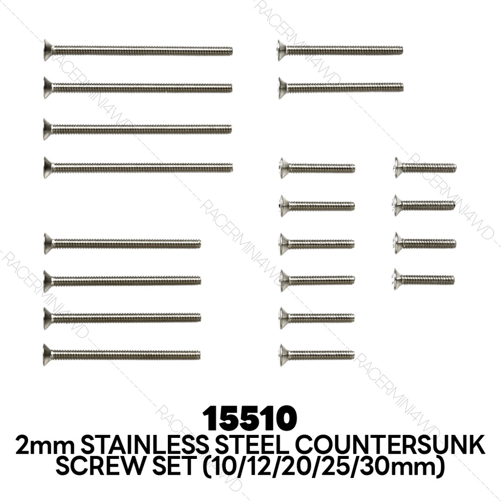 TAMIYA 15510 10/12/20/25/30mm Stainless Steel Countersunk Screw Set ...