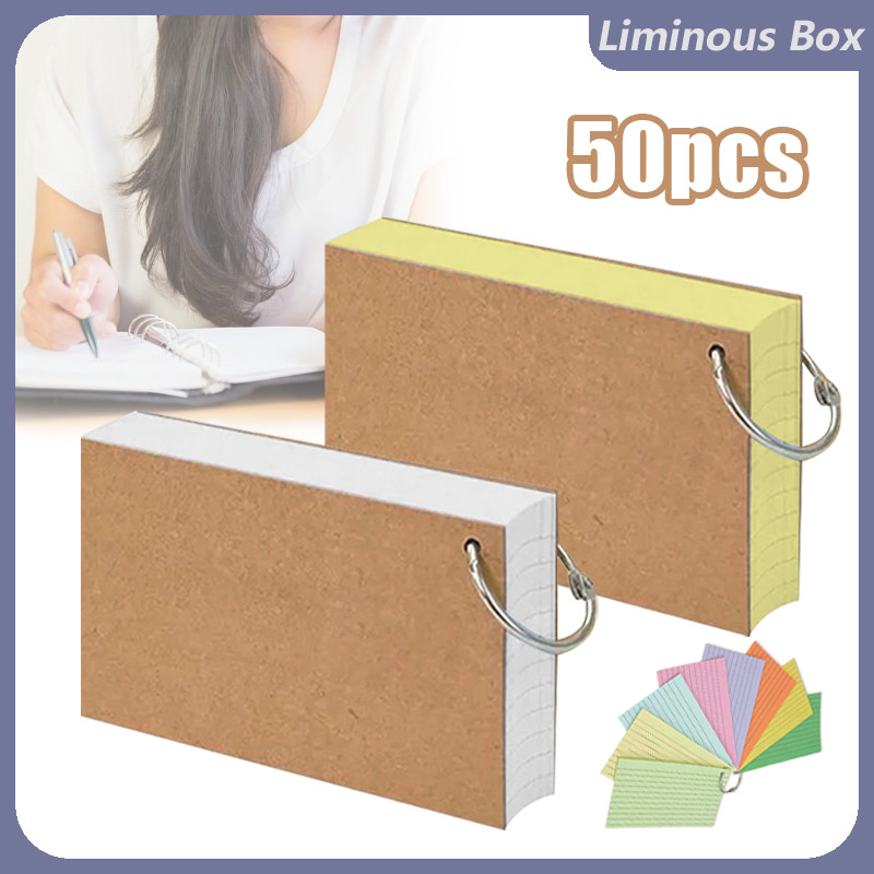 50Pcs Kraft Paper Flip Cards Binder Memo Book Loose-Leaf Index Cards ...