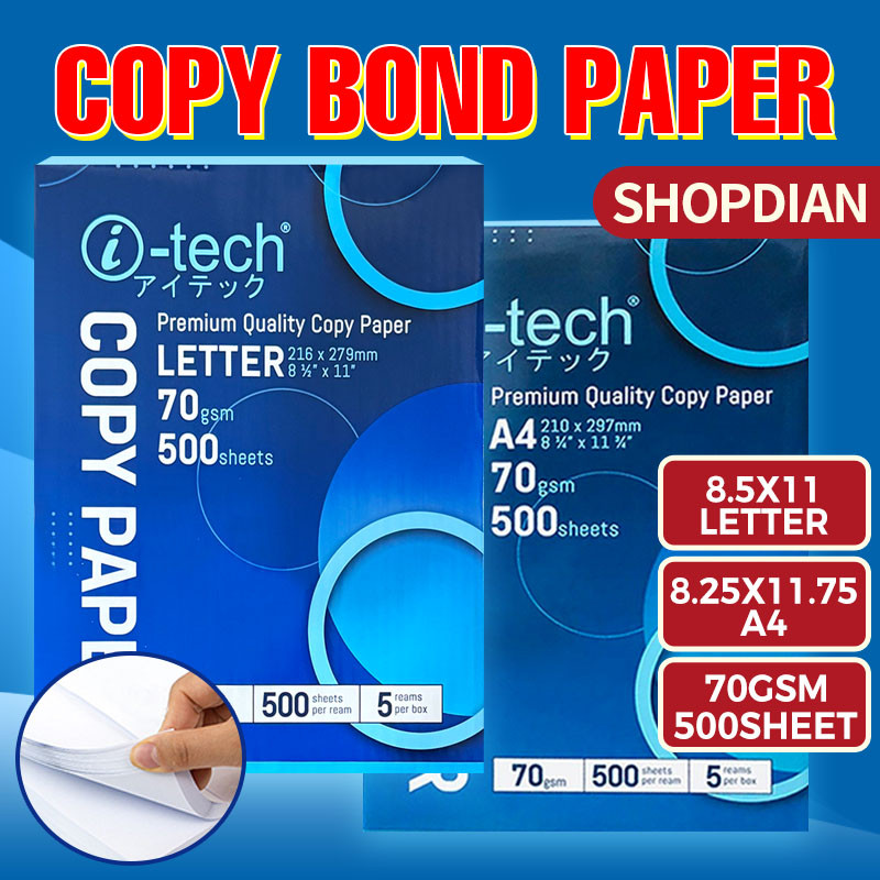 Bond Paper A4 70GSM 500Sheets High Quality Itech Brand | Shopee Philippines