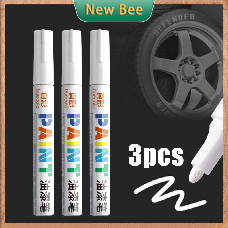 3Pcs White Paint Pen Waterproof Car Wheel Tire Oily Painting Mark Pen ...