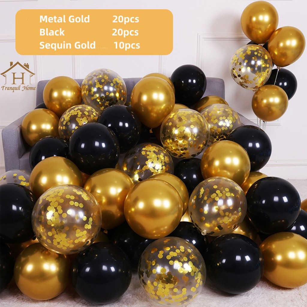 50pcs Confetti Sequins Balloon Chrome Metallic Balloons Set Wedding ...