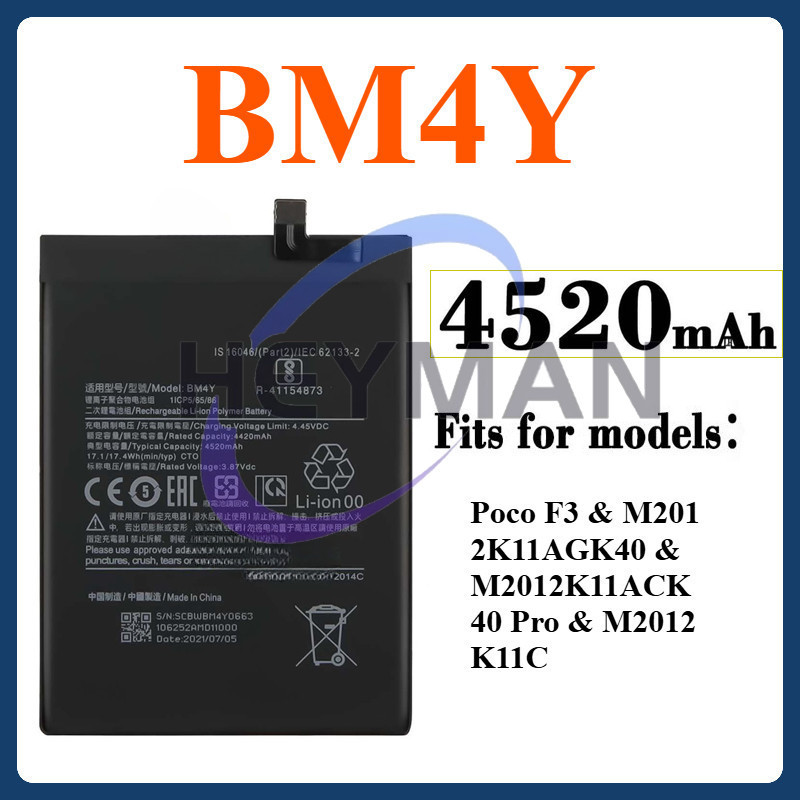 Battery for Redmi K40 K40 pro Poco F3 Battery BM4Y Battery | Shopee ...