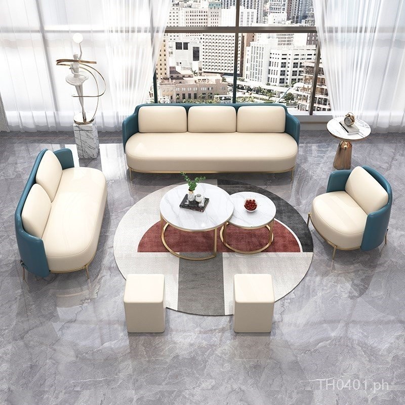 Table and Chair Reception Business Rest Area Coffee Table Leather Light ...