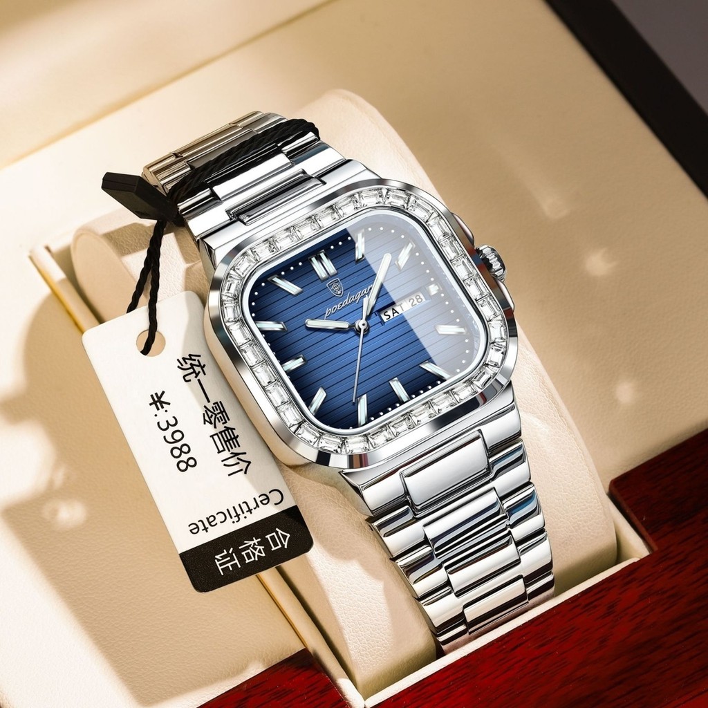 Swiss New Square Men's Watch Waterproof Automatic Non-Mechanical ...