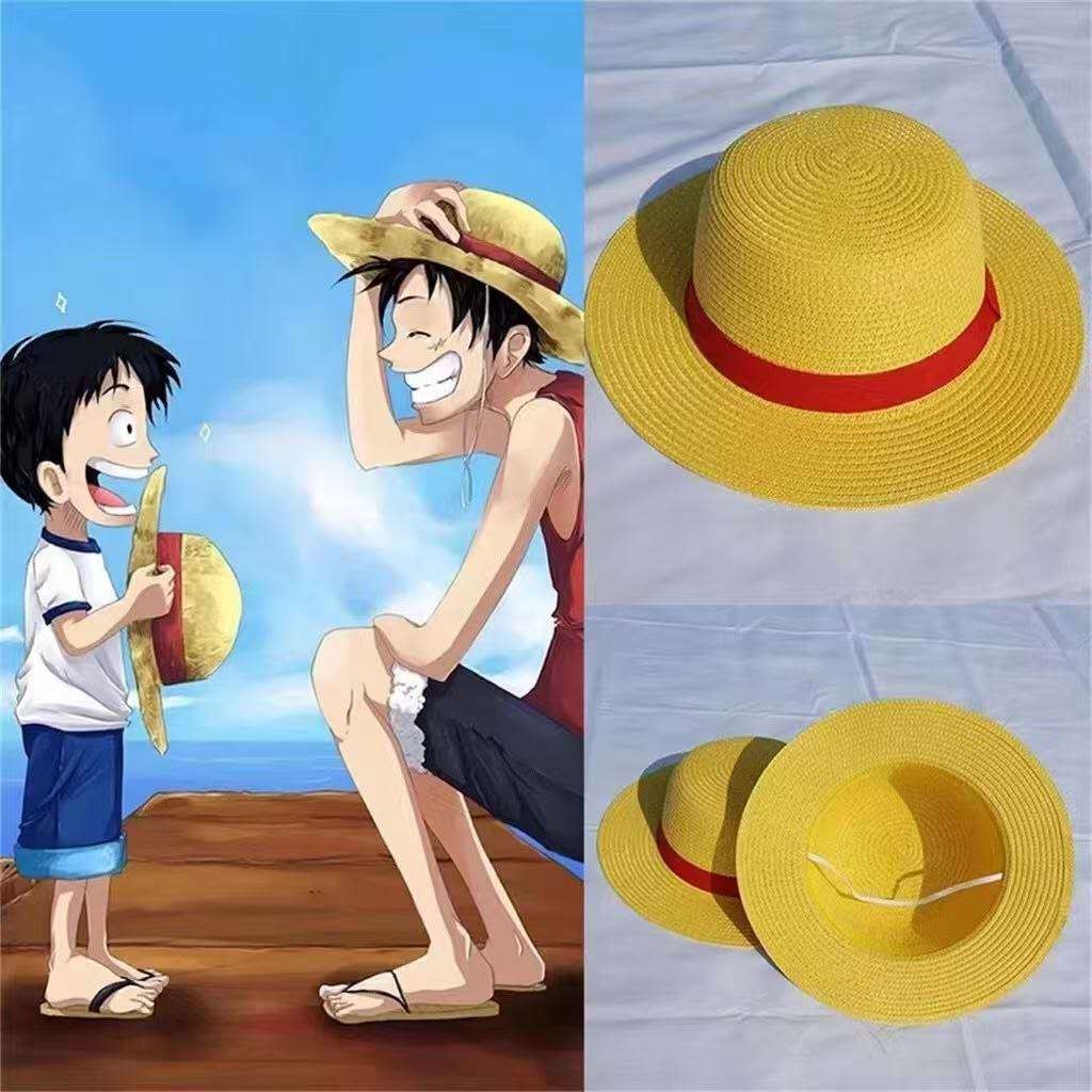 Anime One Piece Luffy Parent-child Wide Brim Straw Hat Cosplay Adults ...