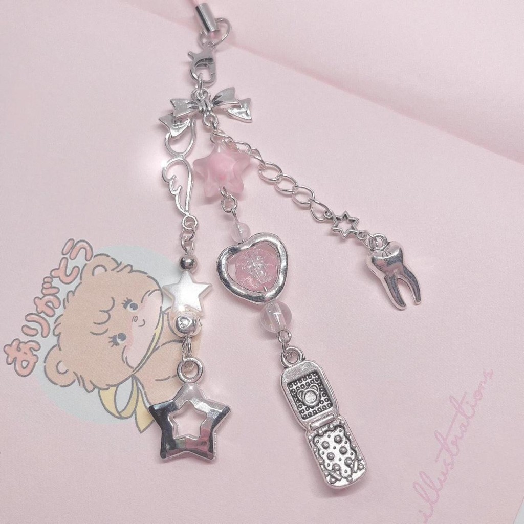 Hand-Made Chain Mobile Phone Chain Beaded Small Pendant | Shopee ...