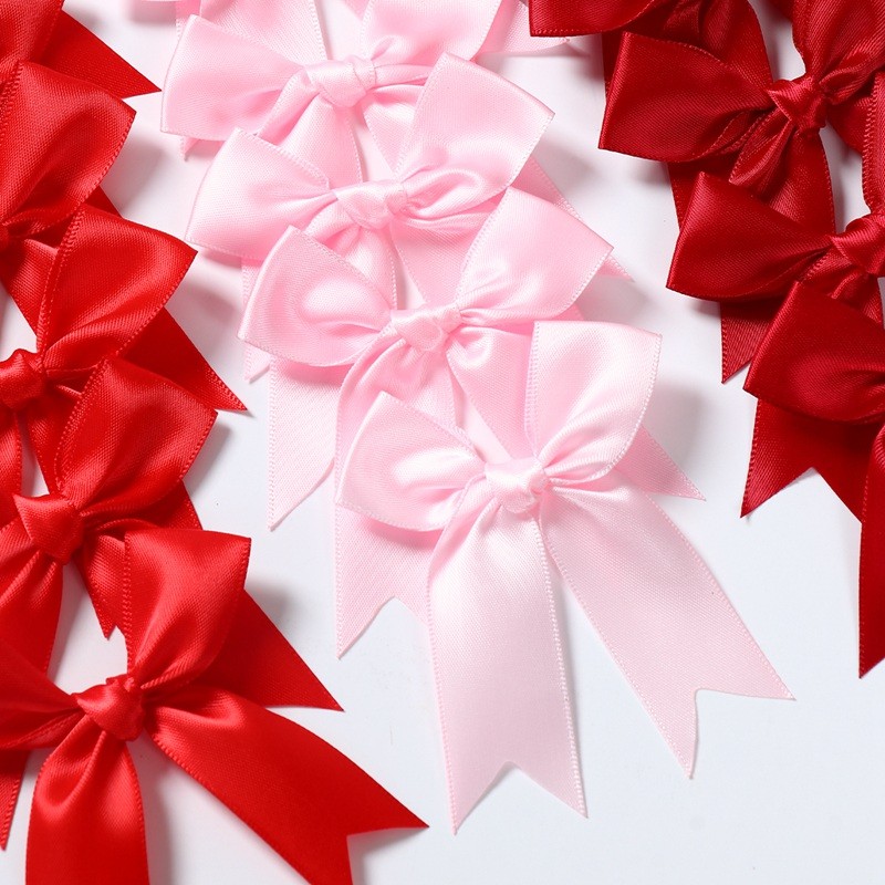 30Pcs Satin Ribbon Handmade Pink Swallowtail Corner Bow Fresh Pink ...