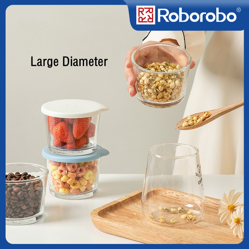 Roborobo Portable Glass Sealed Jars Snacks Nuts Grain Food Storage Box Moisture-proof With Lid ...