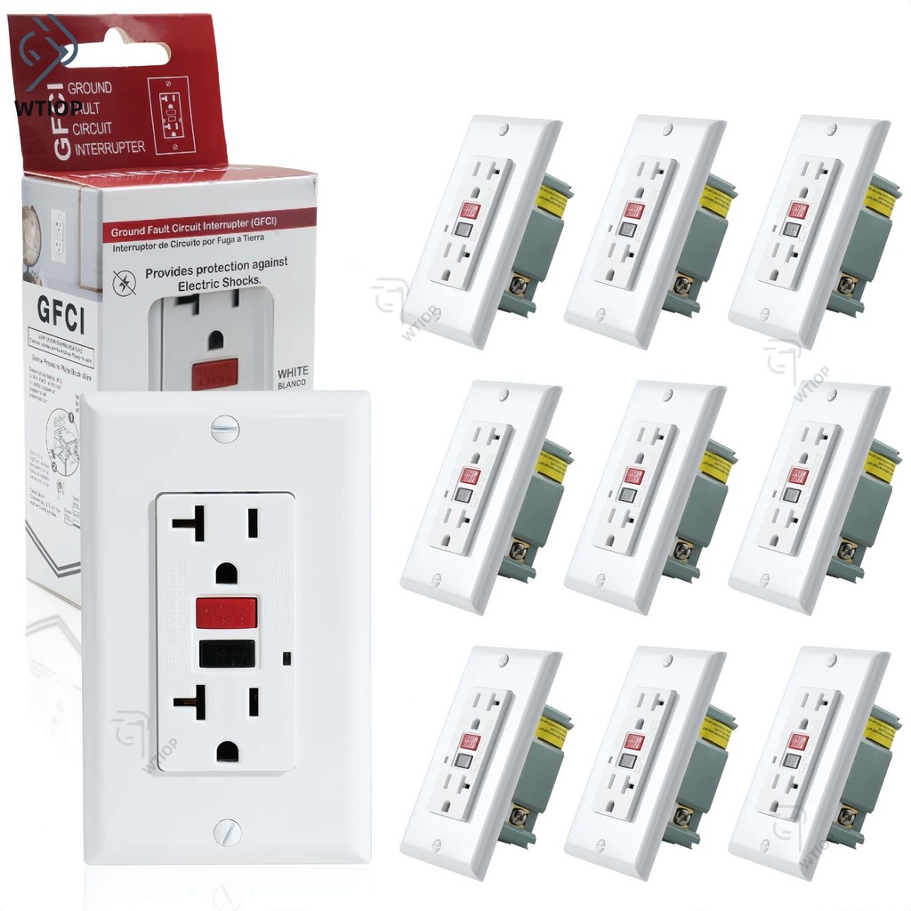 2-Gang GFCI Duplex Safety Outlet Wall Outlet 20A 250v Universal Outlet ...