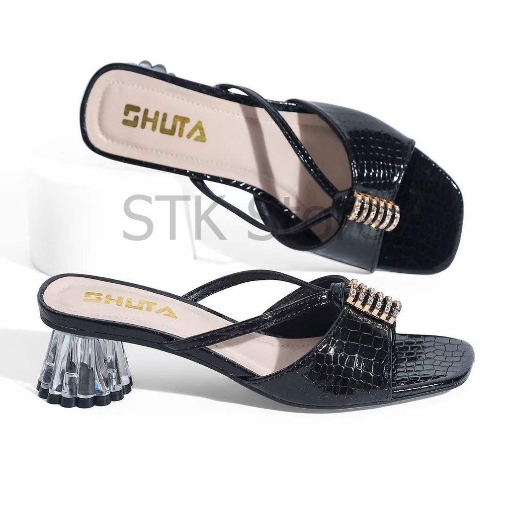 Sale!! SHUTA Women's Crystal Heel Shoes With Box(11080) | Shopee ...