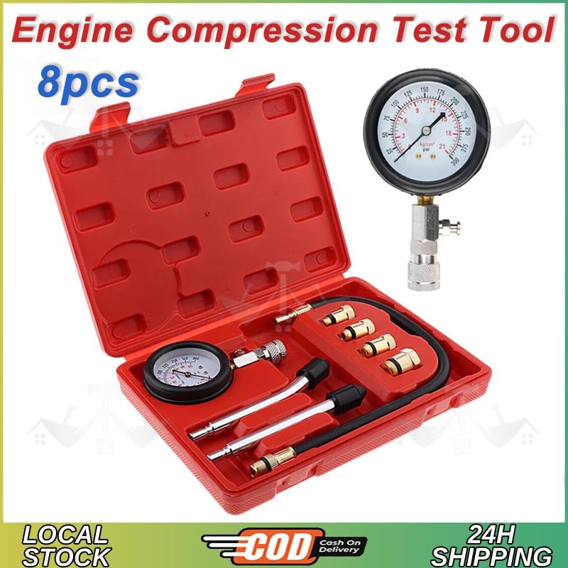 8 PCS Automotive Motorcycles Petrol Engine Compression Test Gauge ...