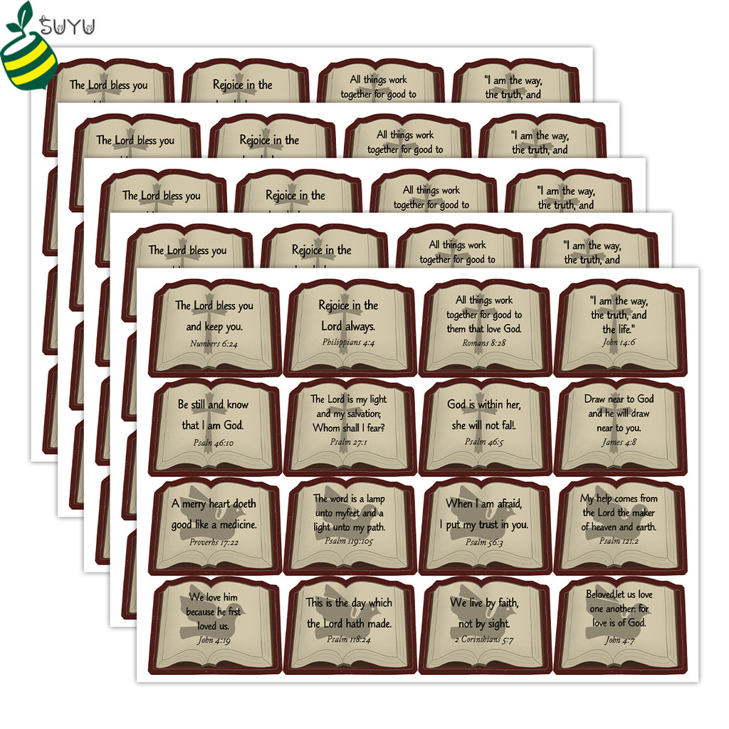 Bible Verse Stickers Book Shape Scripture Inspirational Sticker Bible ...