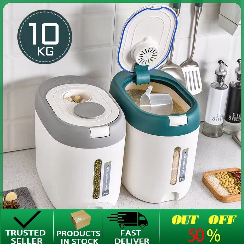 10kg Rice Dispenser Rice storage box nano barrel insect-proof moisture ...