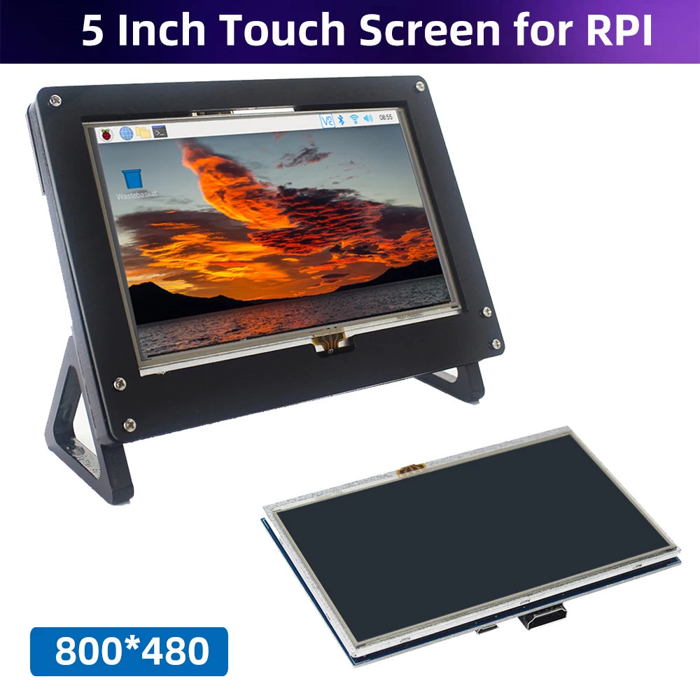 Raspberry Pi 4 Pi 5 Model B 5 inch Touchscreen TFT 800x480 Display LCD ...