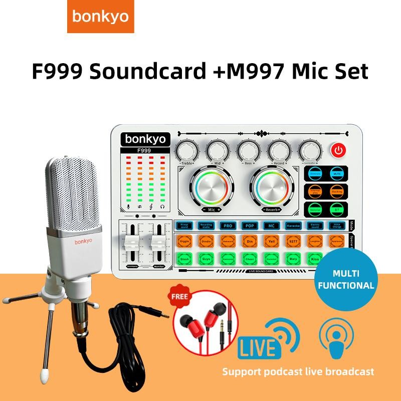 bonkyo F999 White Sound Card+M997Mic Live Radio Song Universal ...