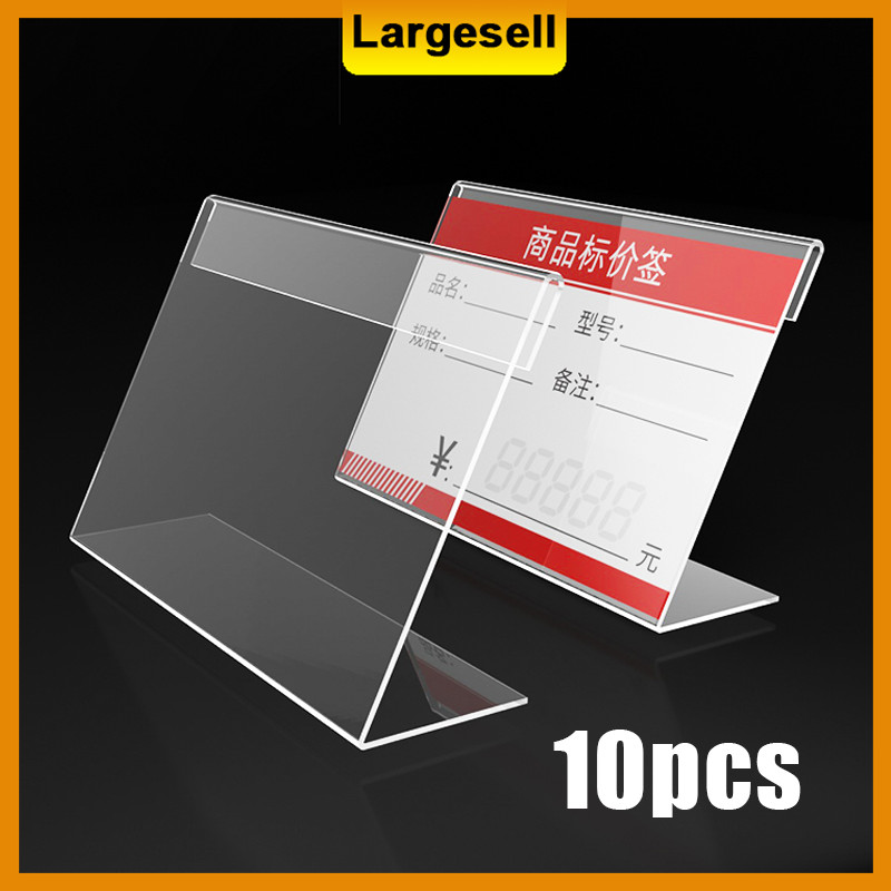 10Pcs 9*6cm Acrylic Desktop Label Display Stand L-shape Clear Price ...