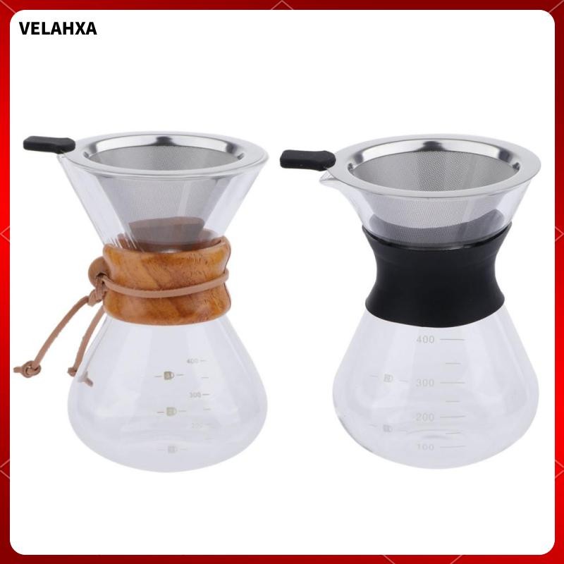 [Velahxa] Coffee Maker, 400/ 200ml Glass Carafe and Reusable Stainless ...