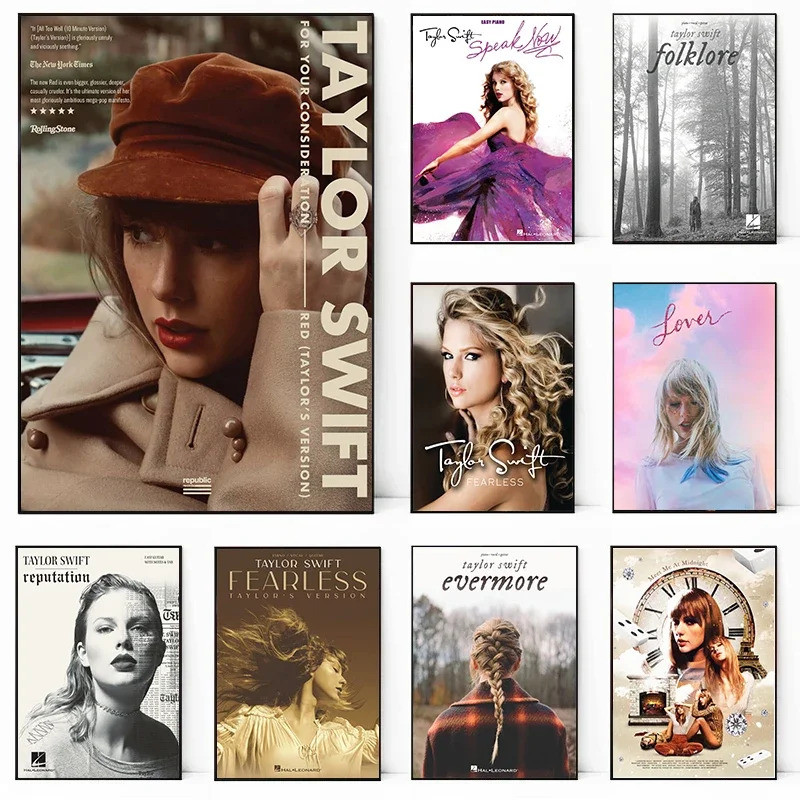 Taylor Swift Pop Music Album Poster Canvas Painting Midnights Red ...