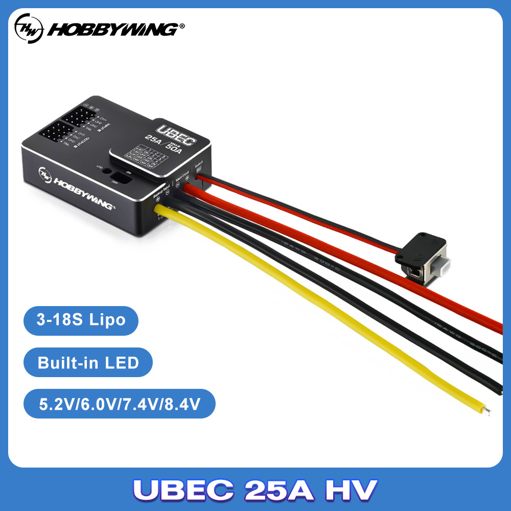 HOBBYWING UBEC 25A 5.2V/6.0V/7.4V/8.4V Built-in LED For RC Helicopters Fixed-wing Aircraft ...