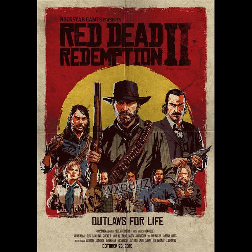 Red Dead Redemption Retro Aesthetic Wall Art Canvas Painting Action ...