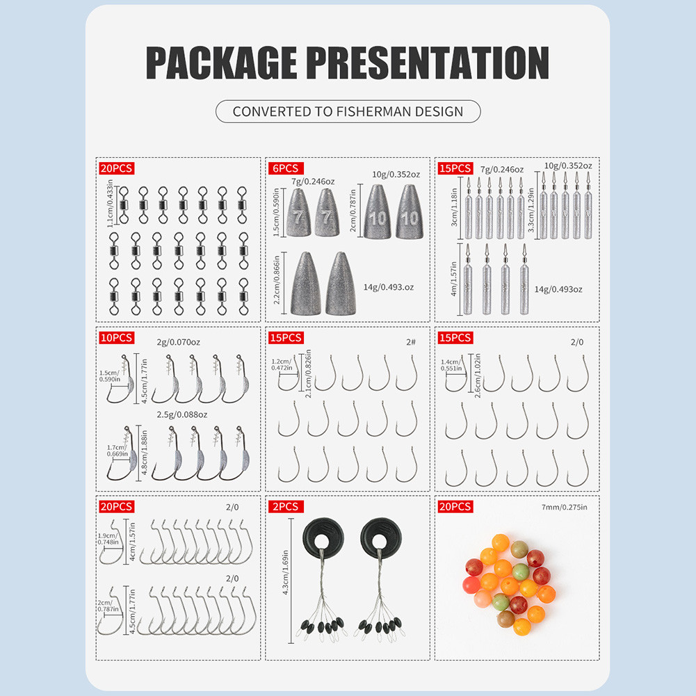 123pcs Weights Hooks Swivels Snaps Set Drop Shot Rig Sinkers Hooks Kit ...