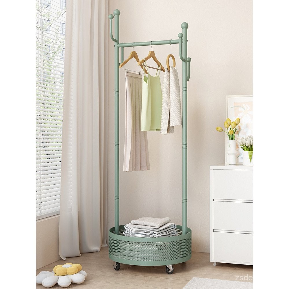 Clothes Rack Floor-standing Bedroom Garment Rack Movable with Wheels ...