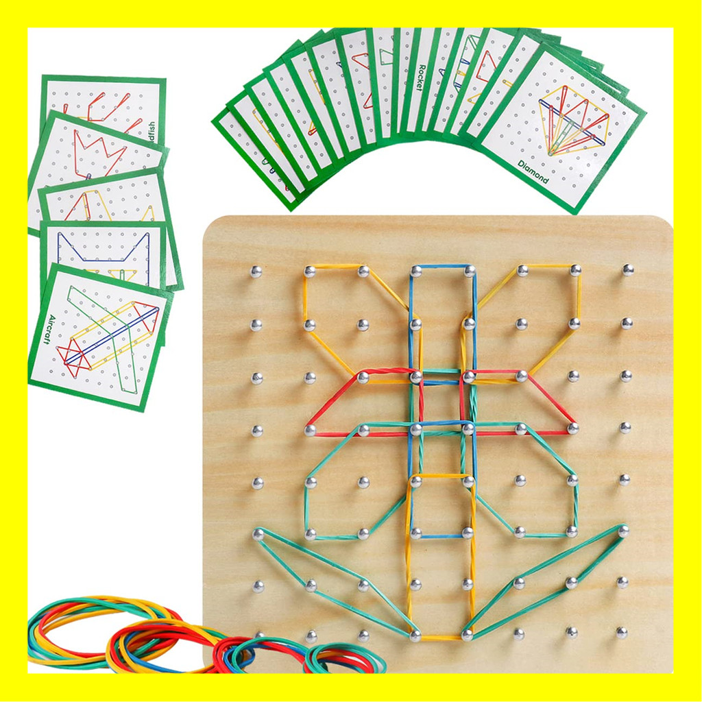 Wooden Geoboard with Rubber Bands Graphical Math Pattern Blocks ...