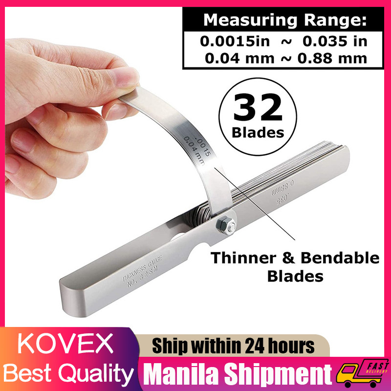 32pcs Stainless Steel Feeler Gauge Metric Thickness Gage Set For Gap ...