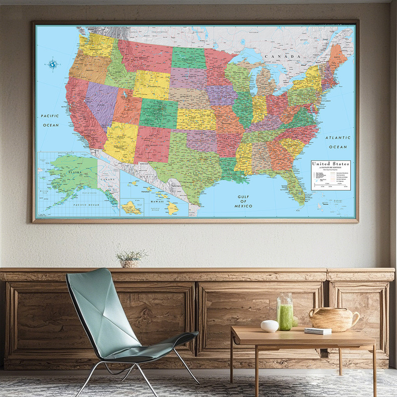 United States Map-Administrative Map Country Travel Map Decor for ...
