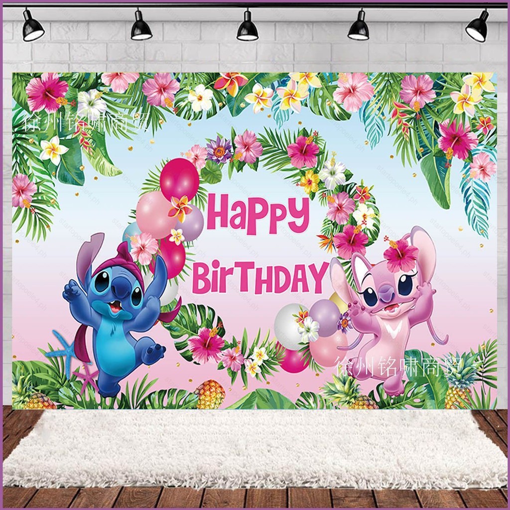 Cartoon Pink Stitch Theme decoration Celebrate birthday PartyPhoto ...