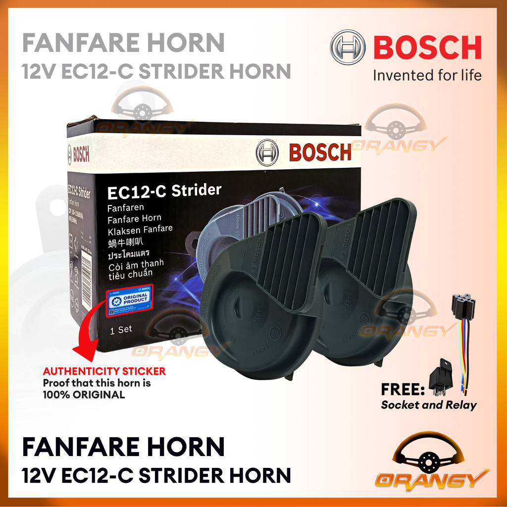 Bosch EC12-C Fanfare Horn Strider 12V w/ FREE SOCKET & RELAY ( Car Accessories ) | Shopee ...
