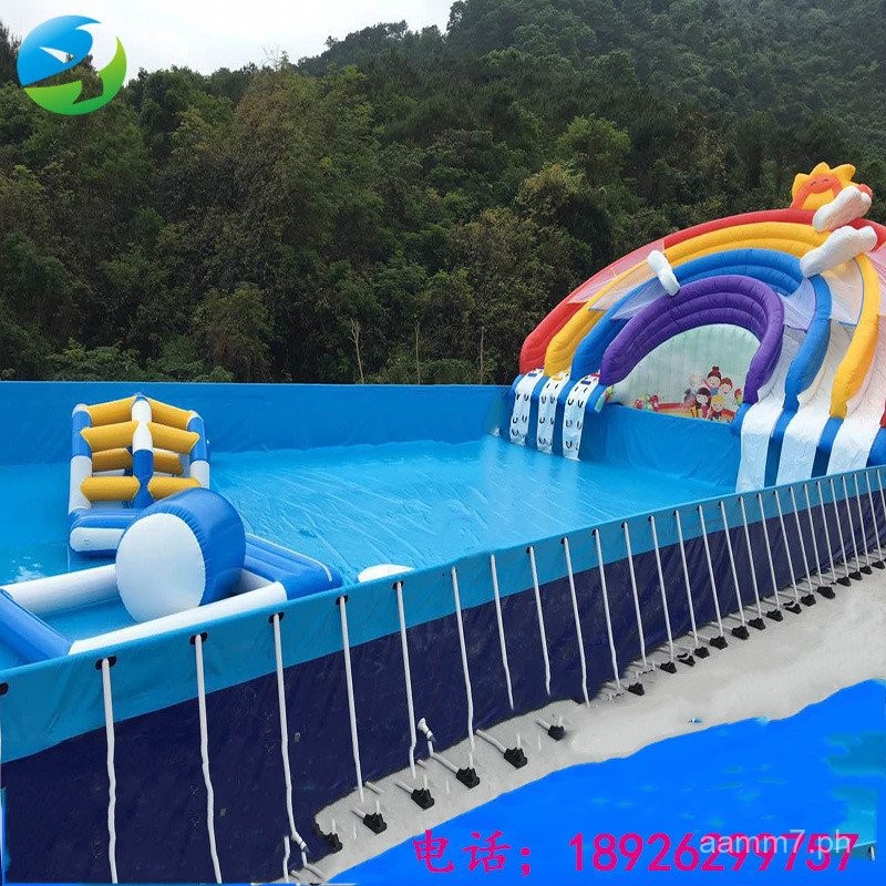 Outdoor Mobile Water Park Group Inflatable Slide Supported Swimming ...