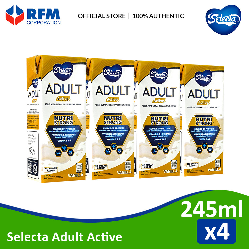 Selecta Adult Active Nutritional Supplement Milk Drink 245ml (Set of 4s ...