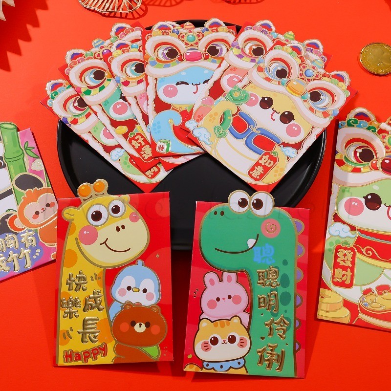 6Pcs/Set 3D Cartoon Snake Pattern Red Pouch - Chinese Lucky Money ...