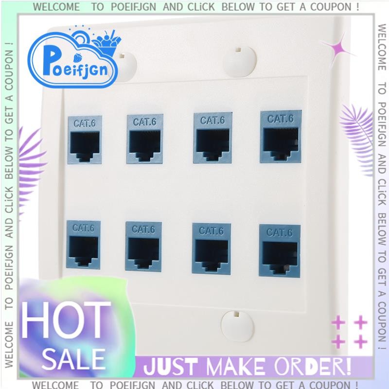 Ethernet Wall Plate 8 Port - Double Gang Cat6 RJ45 Keystone Jack ...