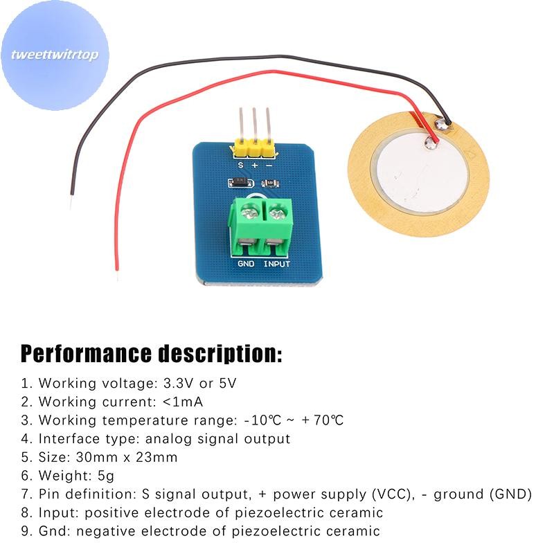 TRTOP 1Set DIY KIT 3.3V/5V Ceramic Piezo Vibration Sensor Module Ana ...