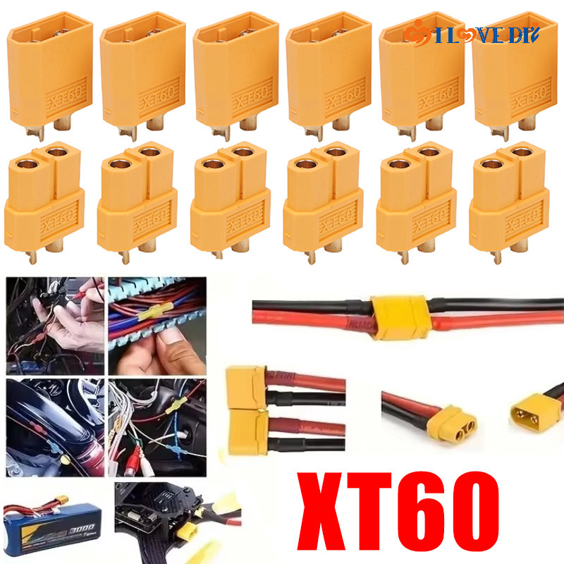 XT60 Male Female Bullet Connectors - Power Plugs for RC Lipo Battery ...