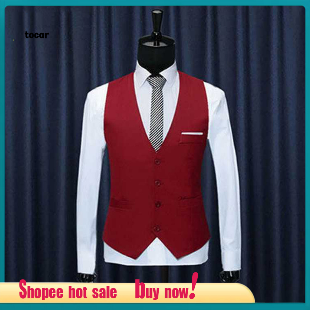 Business Attire Vest Single-breasted Vest Men's Slim Fit Business ...