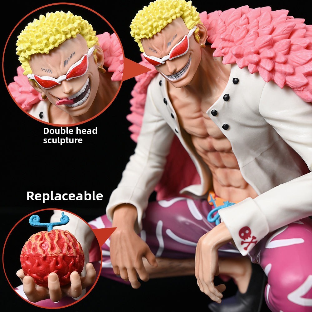 One Piece Shichibu Haimingo Doflamingo Squatting Double-Headed Carved ...