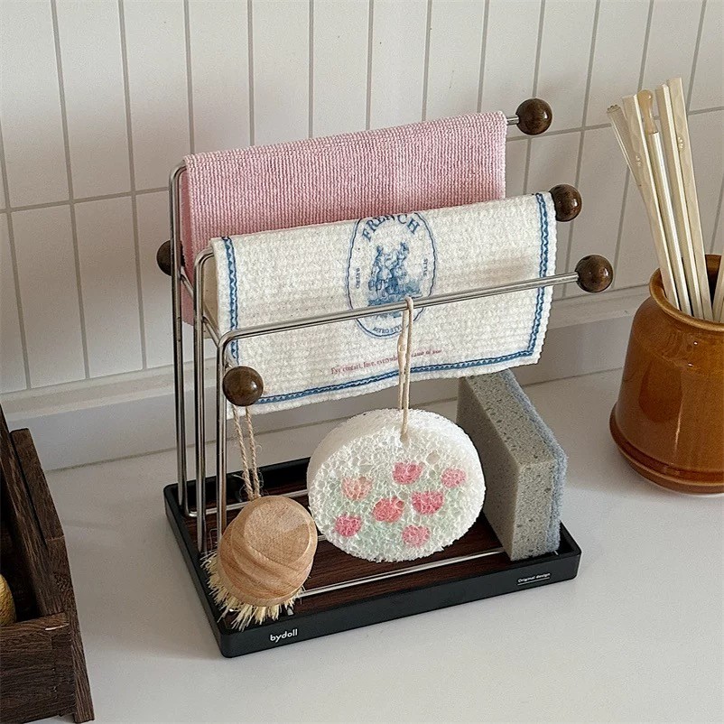 Stainless Steel Kitchen Rag Rack Drain Rack Rag Storage Rack Dish Cloth ...