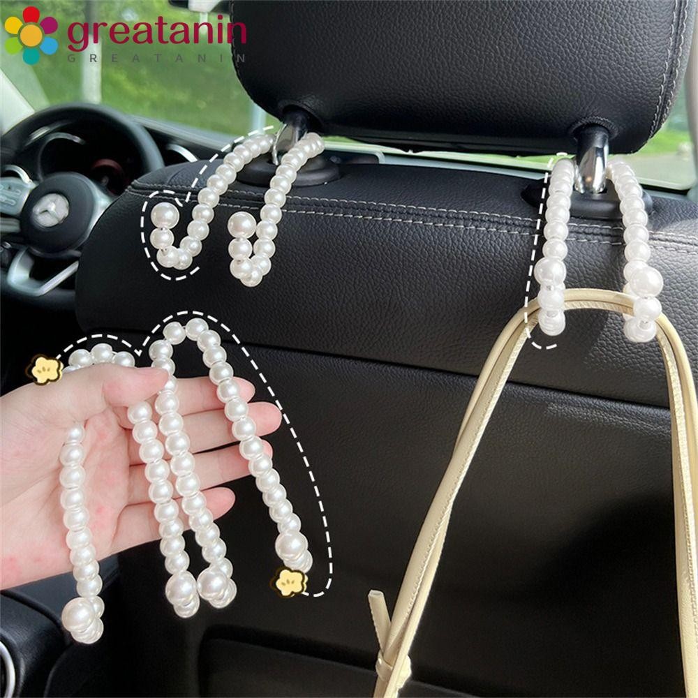 GREATANIN Car Hook, White Pearl Hanger Half Open Design Auto Hook, Cute ...