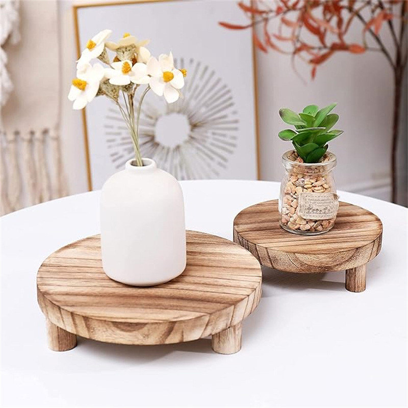 3 Pcs Wooden Display Riser, Wood Pedestal Stand, Round Wooden Riser ...