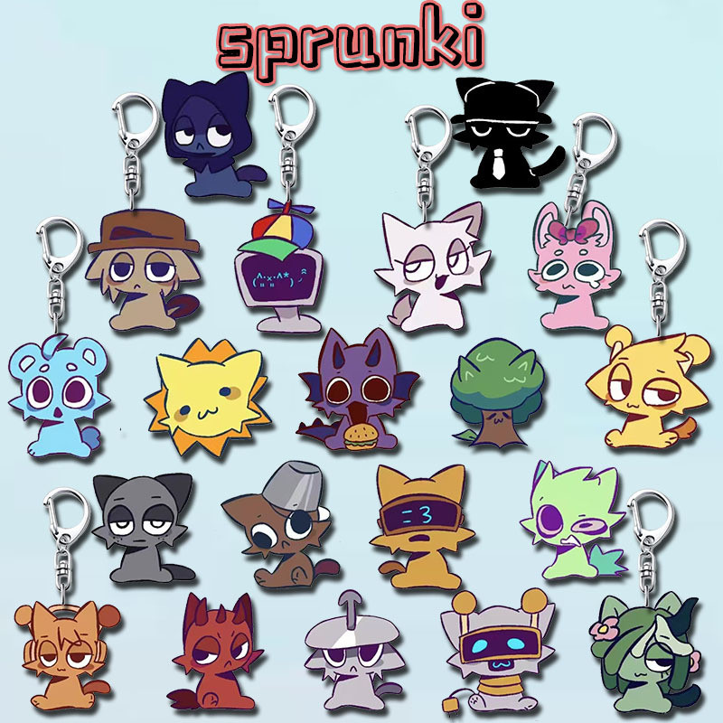Sprunki Acrylic Keychain All Staff Cute Student Backpack Pendant ...