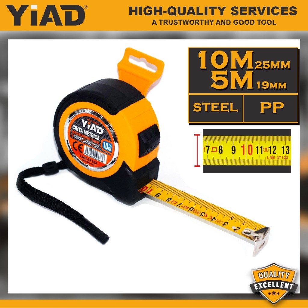 YIAD 10M x 25mm & 5M x 19mm Measuring Tape Steel Smooth Recoil Motion ...