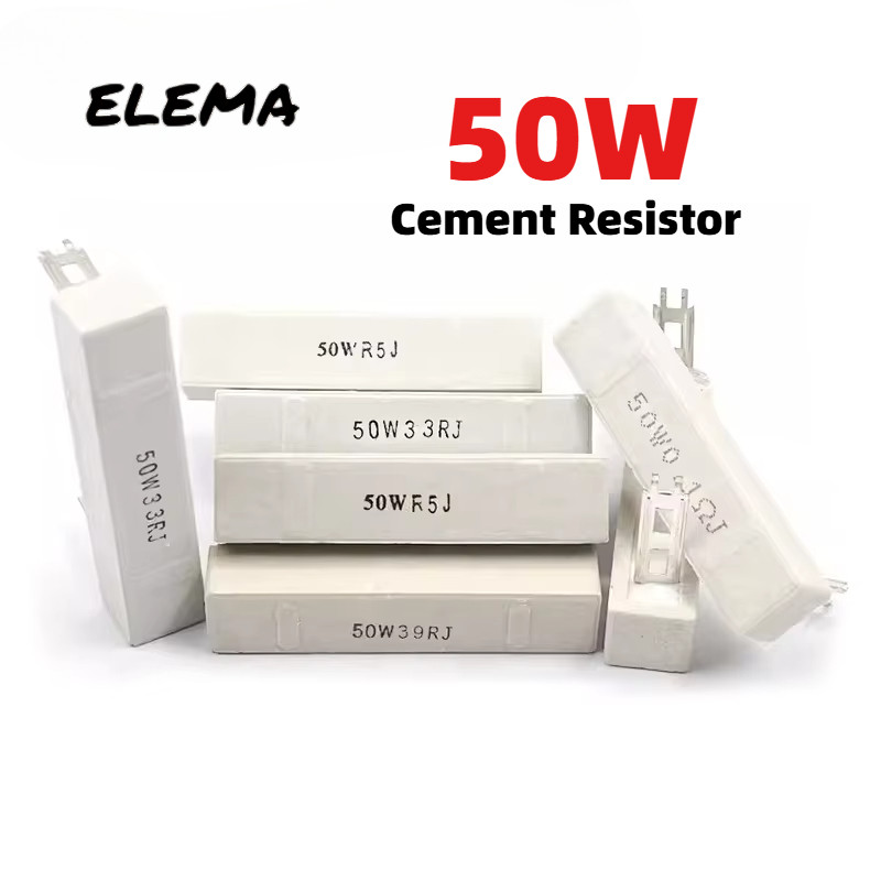 50W Cement Resistor 0.1R-500R 0.5R 1R 2R 3R 5R 10R 20R 33R 100R 200R Ohm Ceramic Cement Resistor ...
